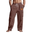 ADSSDQ Linen Pants Men Casual Loose Fit Beach Pants Summer Elastic ...