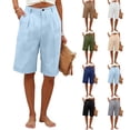 ADSSDQ Linen Short for Women Summer Bermuda Shorts with Pockets Dressy ...