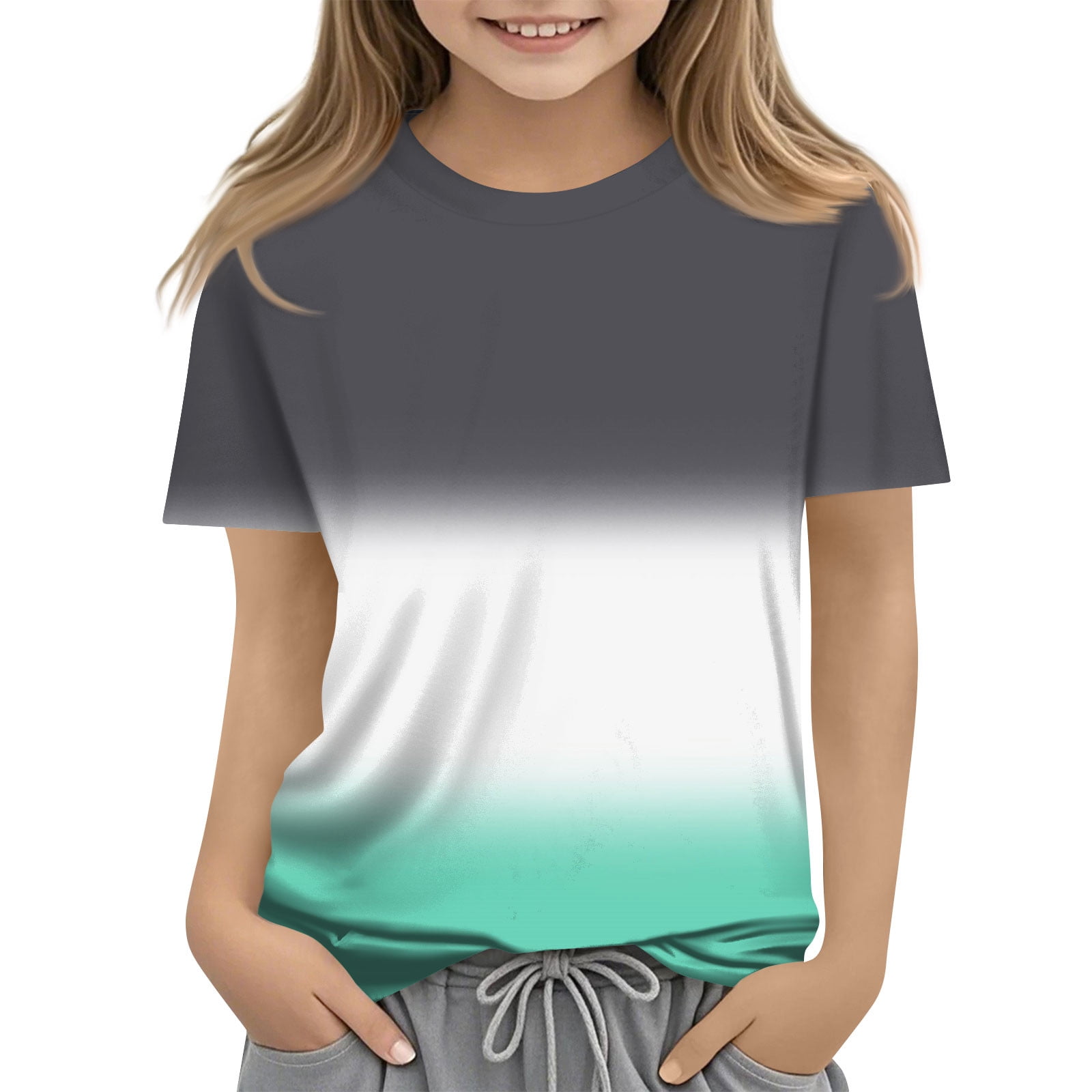 ADSSDQ Little Girls Cute T Shirts- Print Casual Cotton Short Sleeve ...