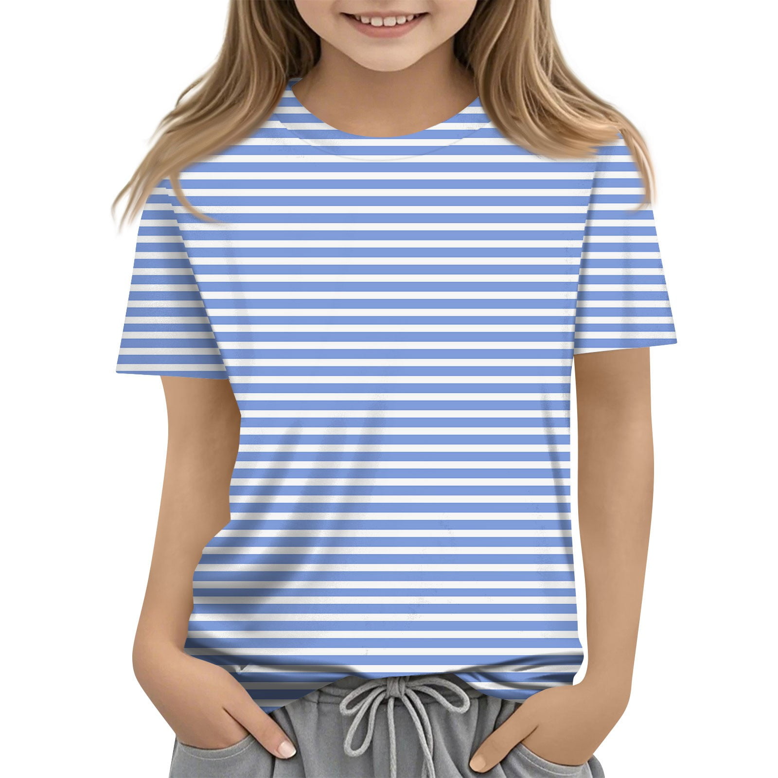 ADSSDQ Little Girls Cute T Shirts- Print Casual Cotton Short Sleeve ...