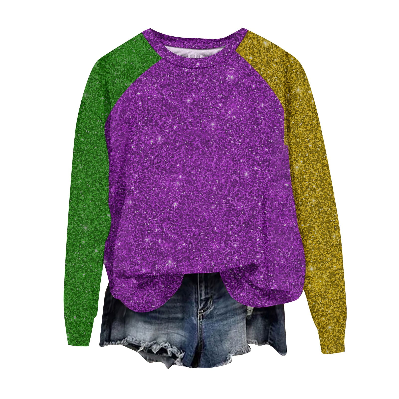 ADSSDQ Mardi Gras Shirts for Women 3/4 Length Sleeve Womens Tops Party ...