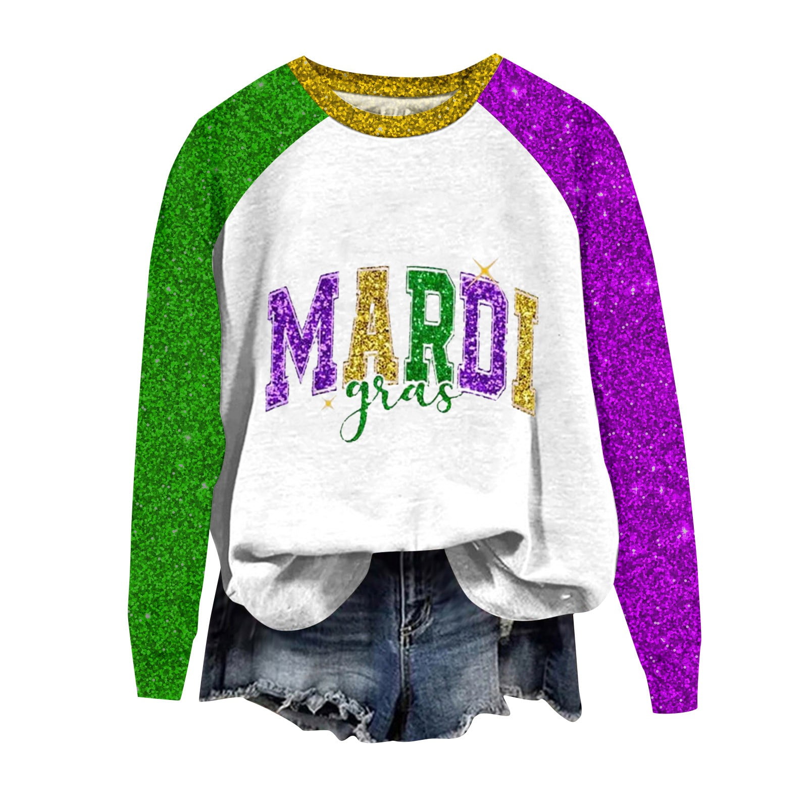 ADSSDQ Mardi Gras Shirts for Women 3/4 Sleeve Tops for Women 2025 ...