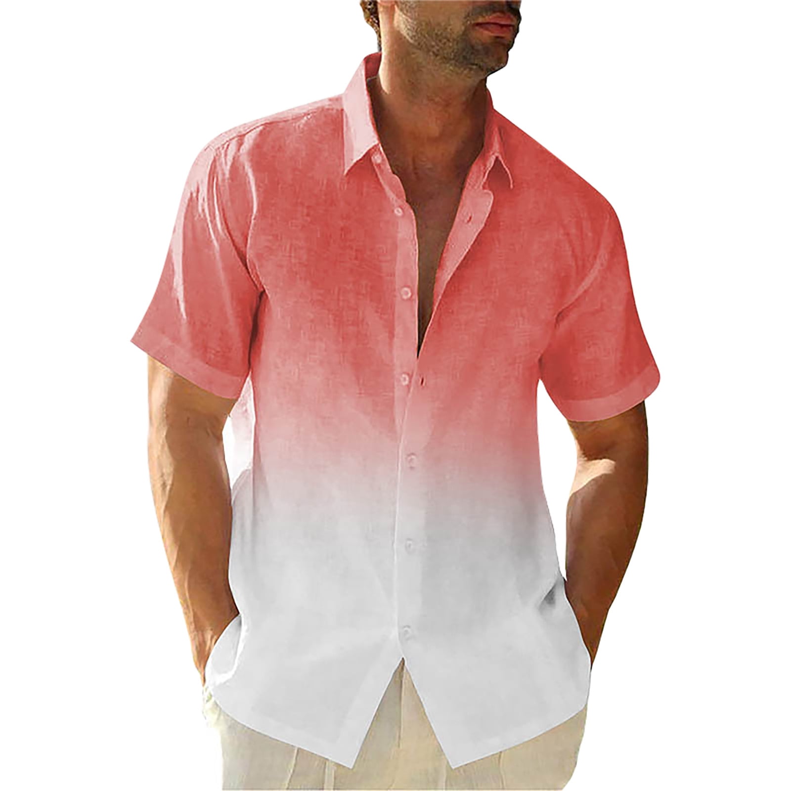 ADSSDQ Men's Beach Casual Shirts Button Down Shirts Short Sleeve ...