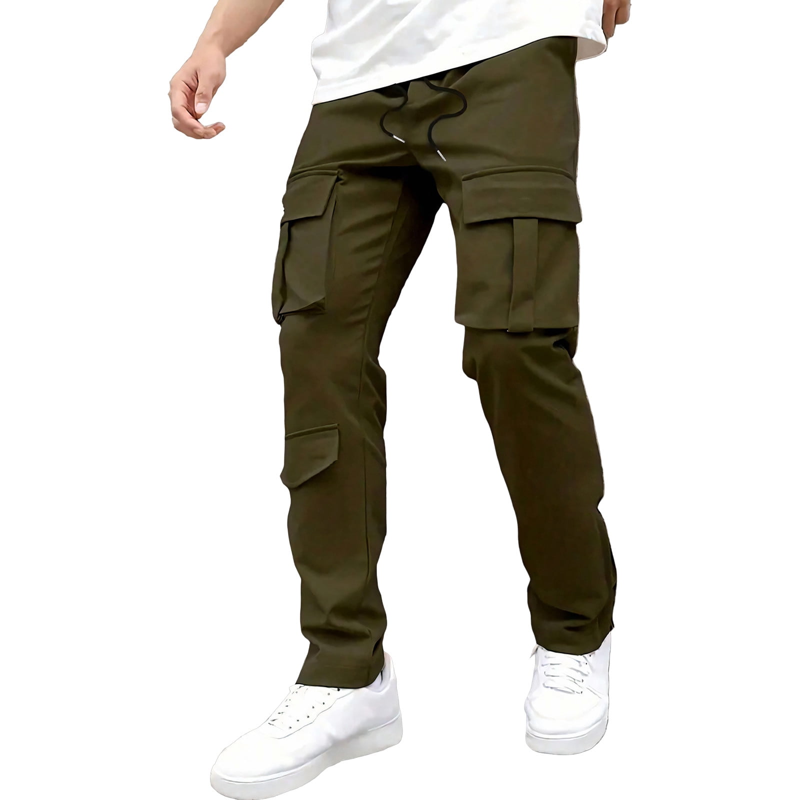 ADSSDQ Men's Cargo Pants Straight Leg Comfy Cotton Work Utility Pants ...