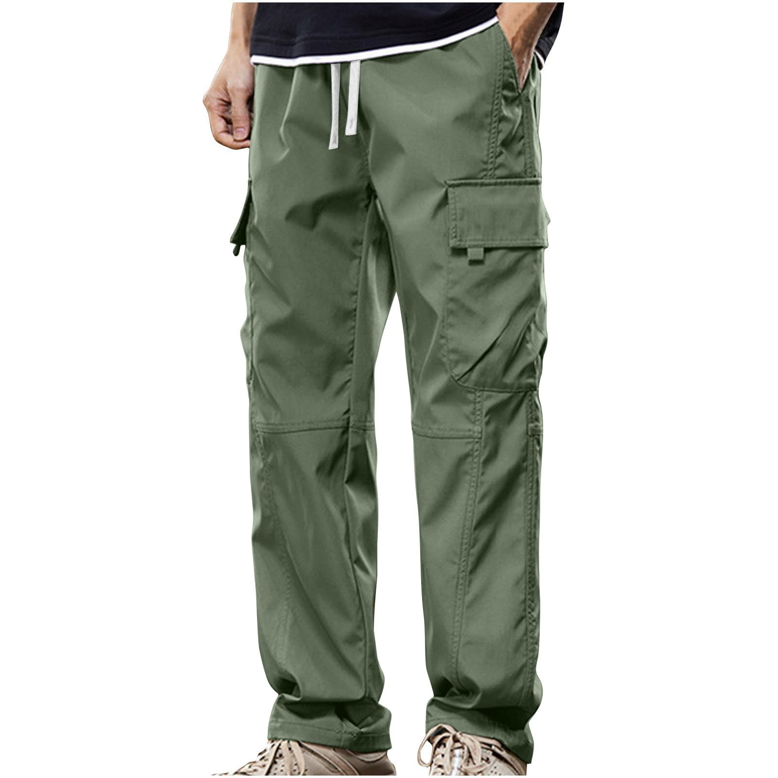 ADSSDQ Men's Casual Cargo Pants with Multi Flap Pockets & Drawstring ...