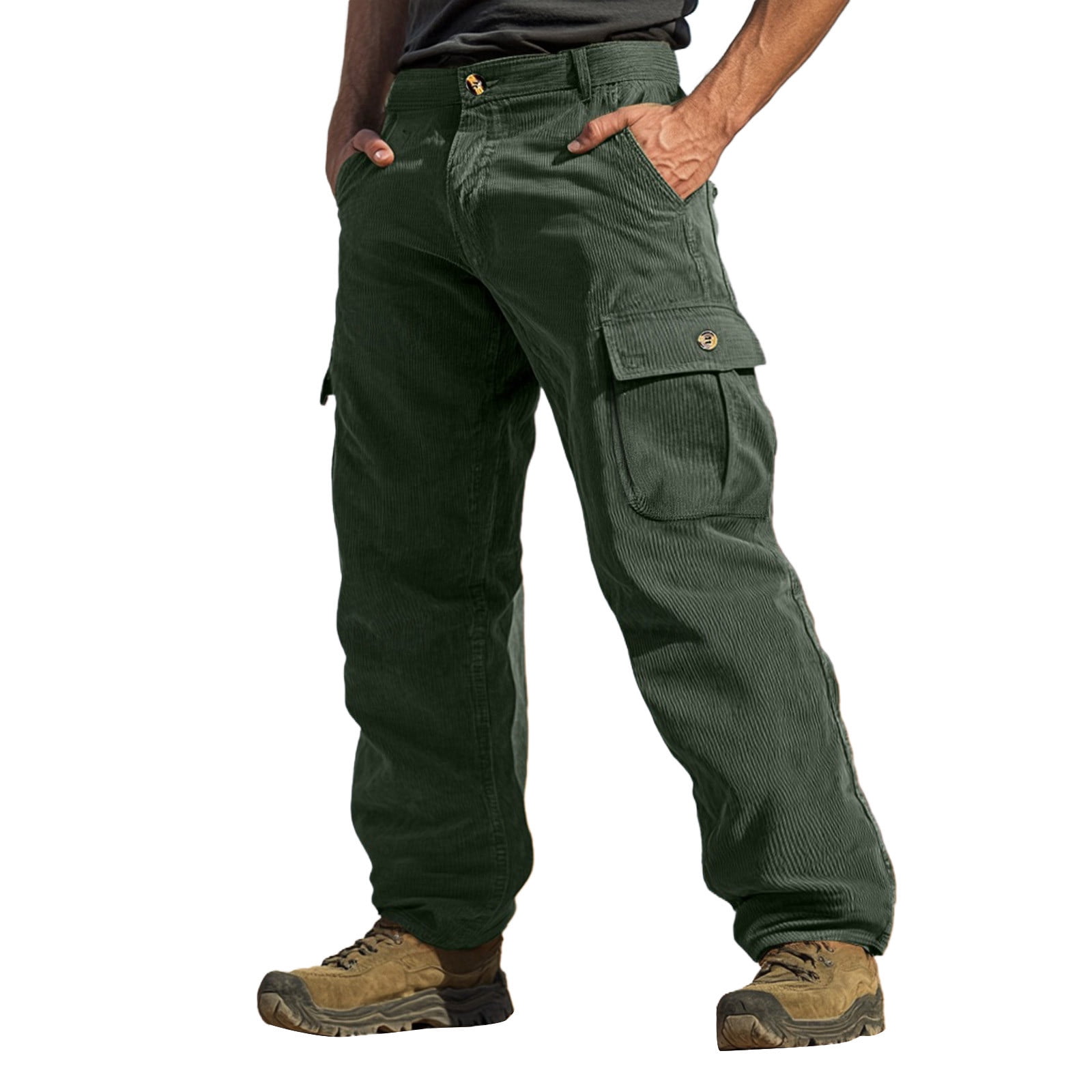 ADSSDQ Men's Corduroy Casual Cargo Pants Relaxed Fit Lightweight ...
