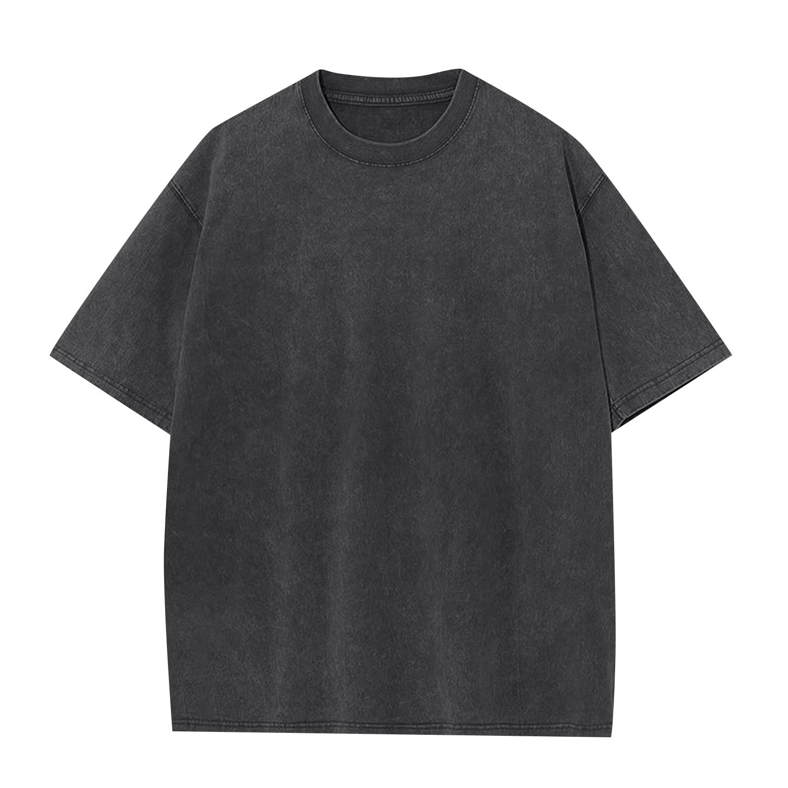 ADSSDQ Men's Cotton T-Shirts Oversized Unisex Short Sleeves Casual Loose Wash Solid Basic Tee ...