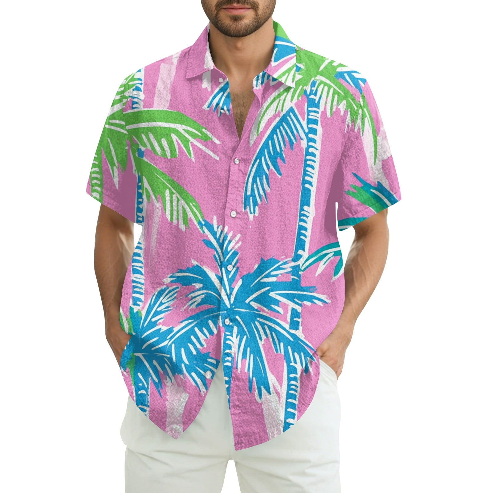 ADSSDQ Men's Hawaiian Shirt Short Sleeve Floral Button Down Shirts Tropical Holiday Beach Shirts ...