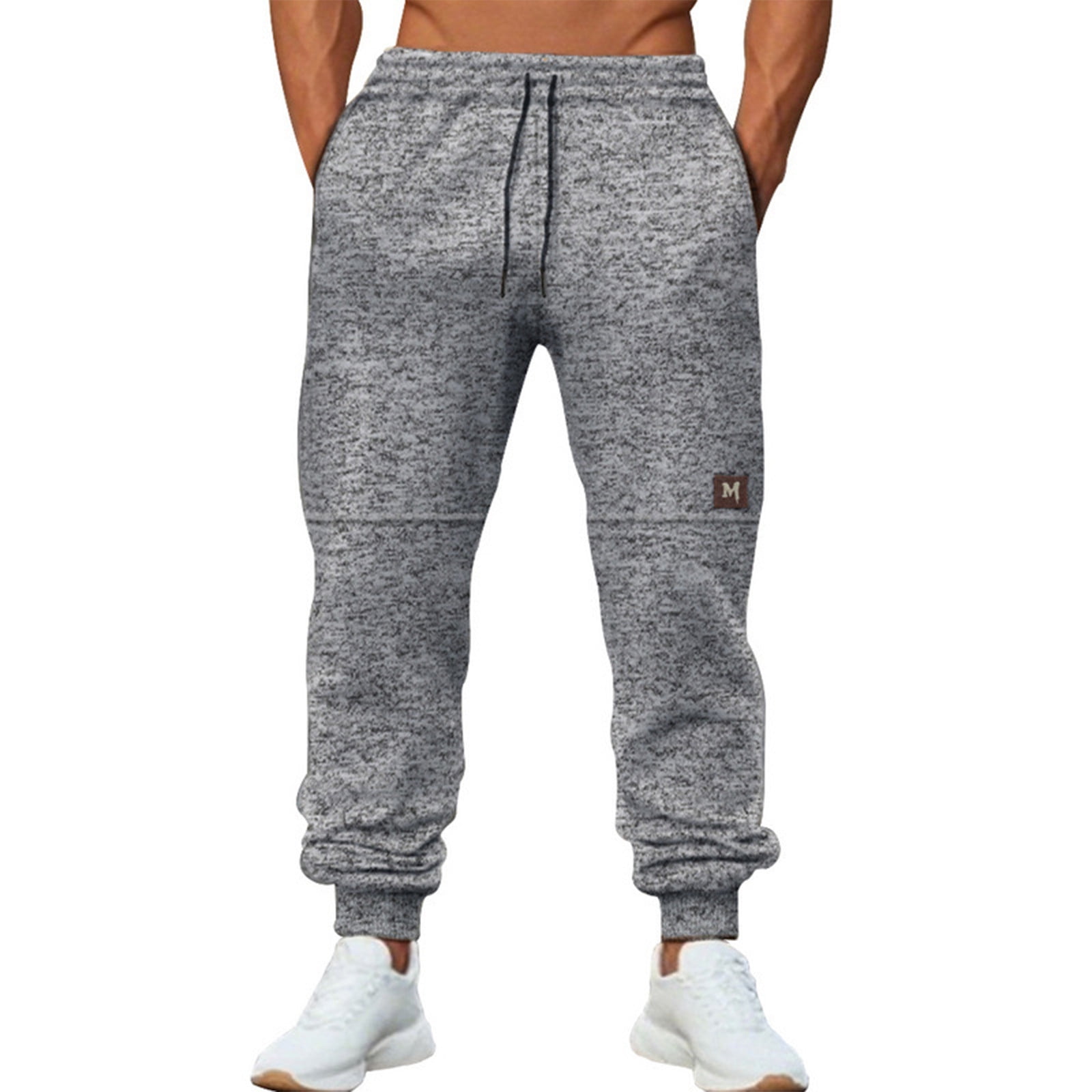 ADSSDQ Men's Heavyweight Fleece Sweatpants Winter Elastic Waist ...