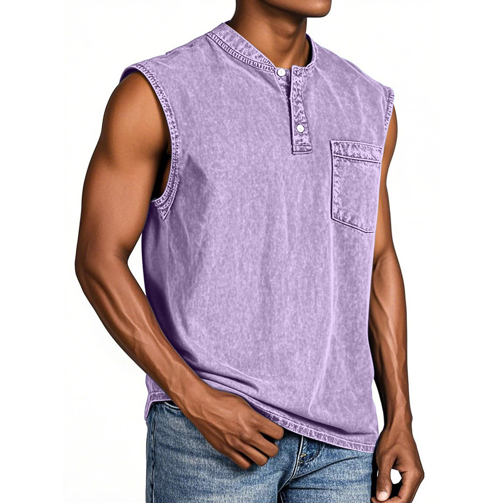 ADSSDQ Men's Henley Tank Tops Gym Quick Dry Muscle Shirts Bodybuilding ...