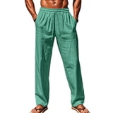 ADSSDQ Men's Linen Pants Beach Casual Summer Lightweight Elastic Waist ...