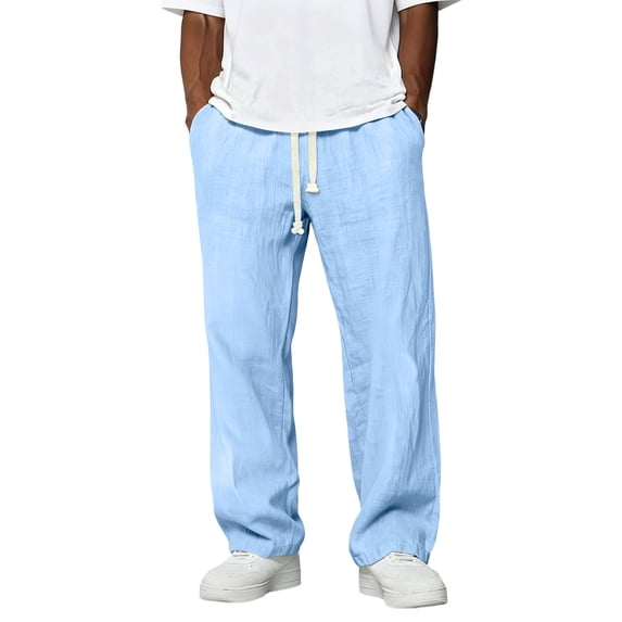 ADSSDQ Men's Linen Pants Beach Casual Trendy Summer Lightweight Elastic ...