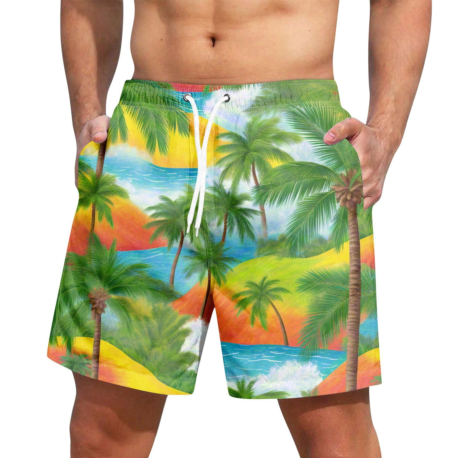 ADSSDQ Men's Swim Trunks Hawaiian Bathing Suit Quick Dry Swimsuits ...