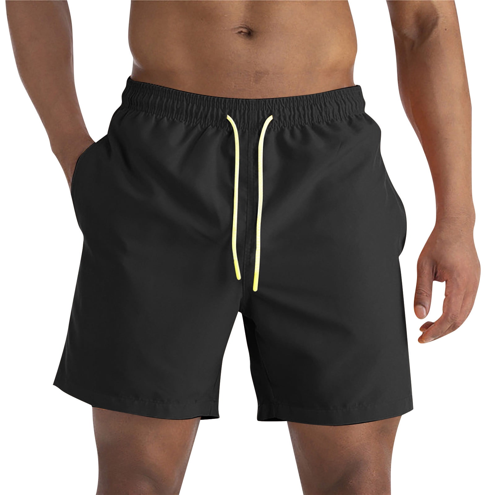 ADSSDQ Men's Swim Trunks Swimwear Sports Shorts with Pockets Black L ...