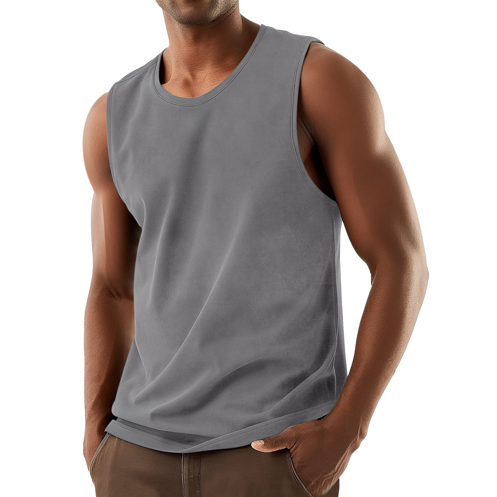 ADSSDQ Men's Tank Top Cotton Sleeveless Shirt Lightweight Casual Gym ...