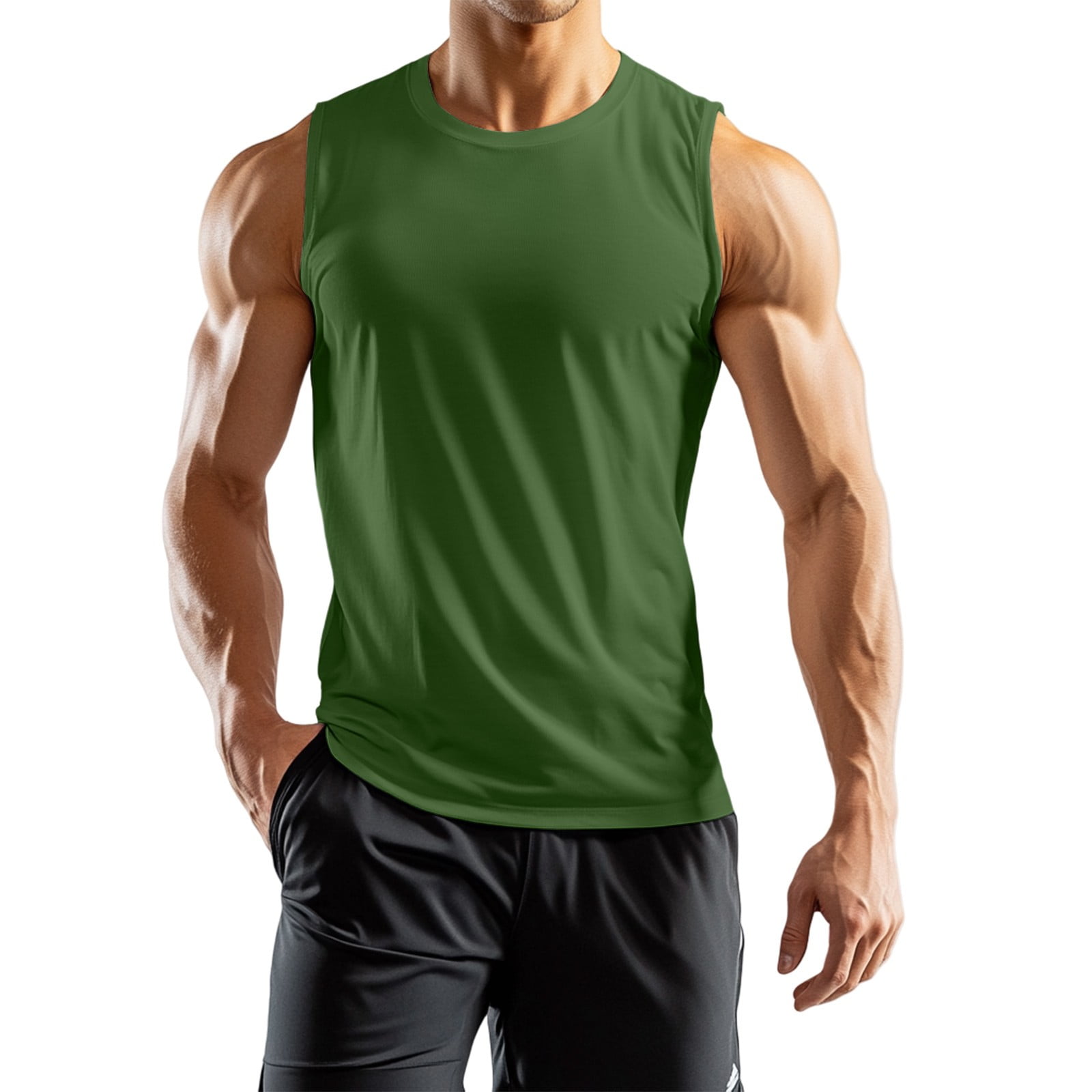 ADSSDQ Men's Workout Tank Tops Cut Off Sleeveless Muscle Gym Workout ...
