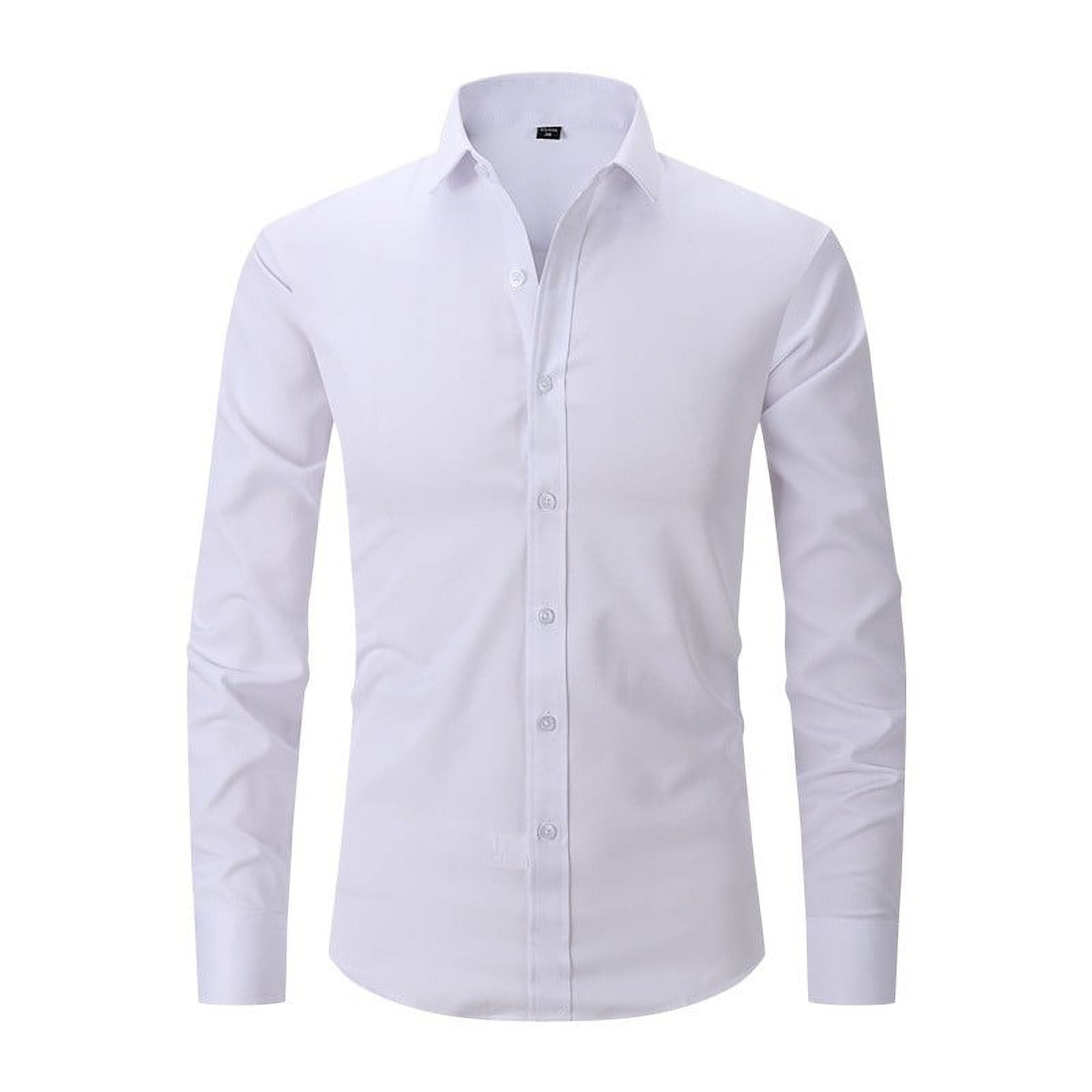 ADSSDQ Mens Dress Shirts Slim Fit Stretch Long Sleeve Formal Shirt ...