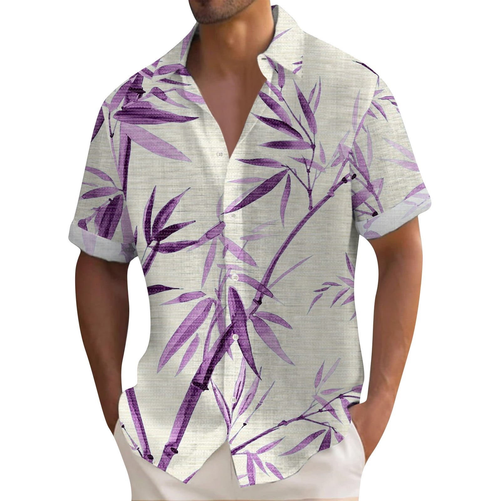ADSSDQ Mens Hawaiian Shirts Tops Short Sleeve Floral Button Down Beach ...