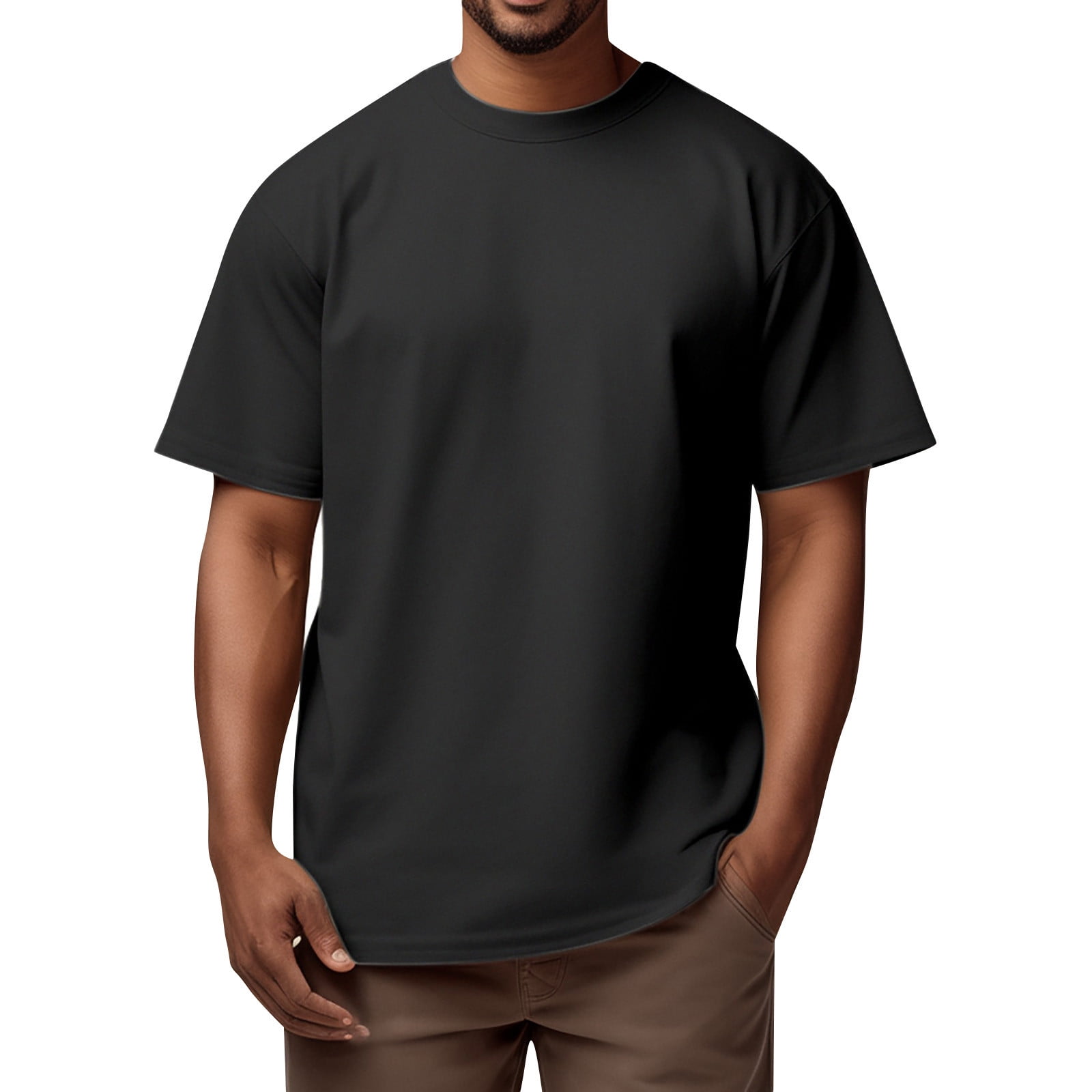 ADSSDQ Mens Heavyweight Cotton T-Shirt Plain Tee (Available in Big ...