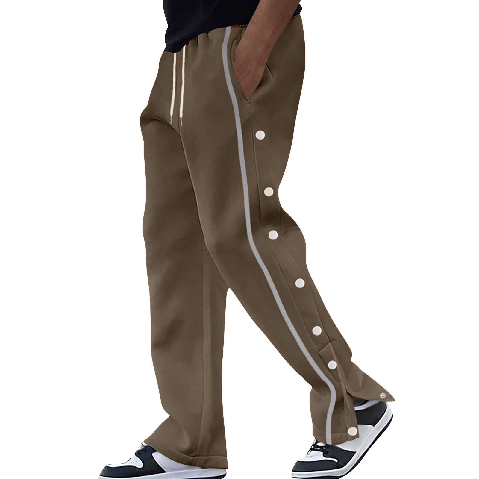 ADSSDQ Mens Tear Away Basketball Pants High Split Snap Button Post ...