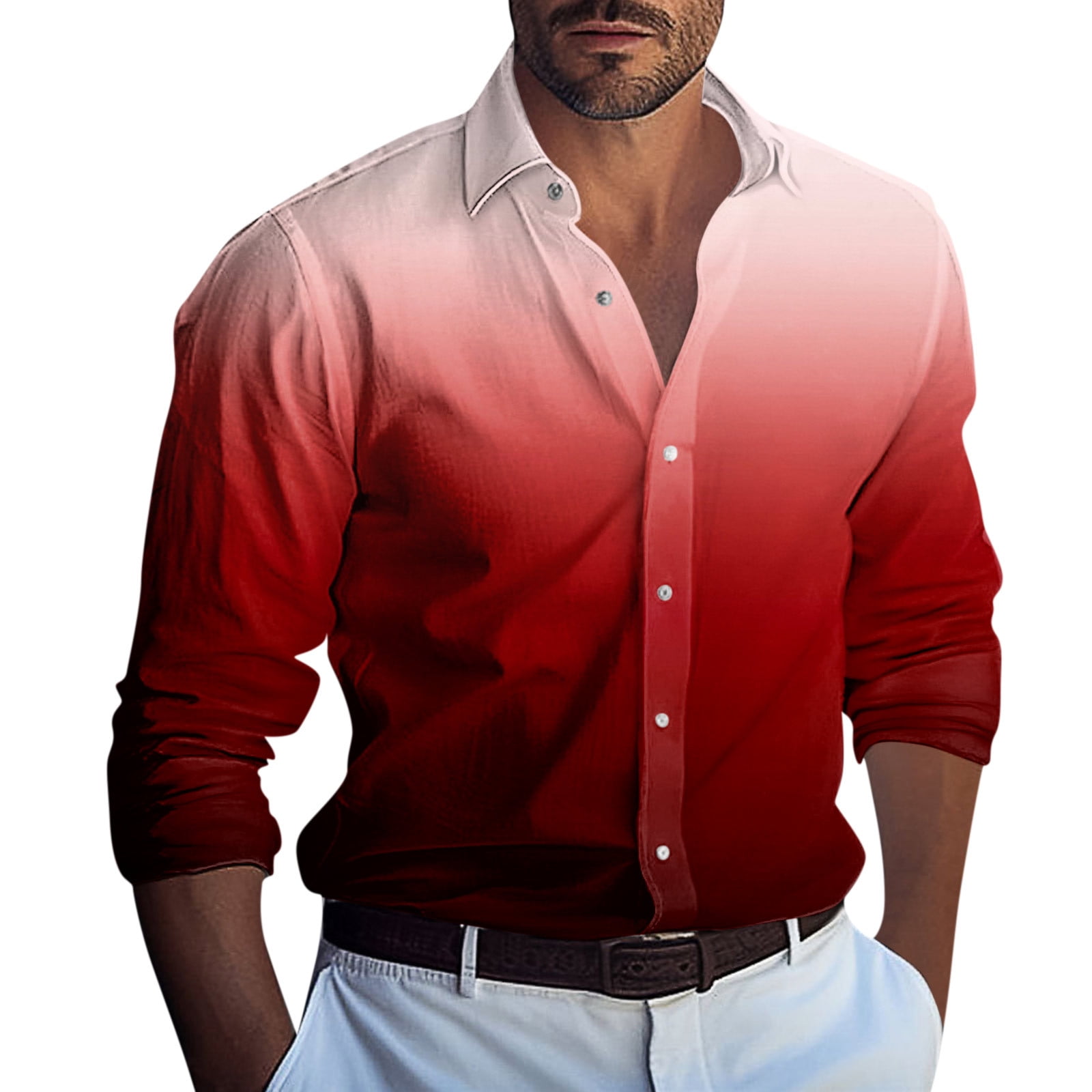 ADSSDQ Mens Tie Dye Shirt Long Sleeve Work Shirt Slim-Fit Formal Shirt ...