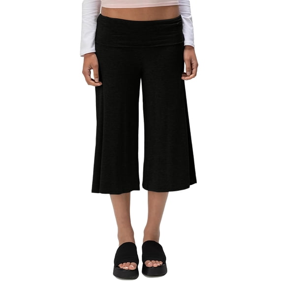 ADSSDQ Pants for Womens Fold Over Flowy Low Rise Wide Leg Capri Pants ...