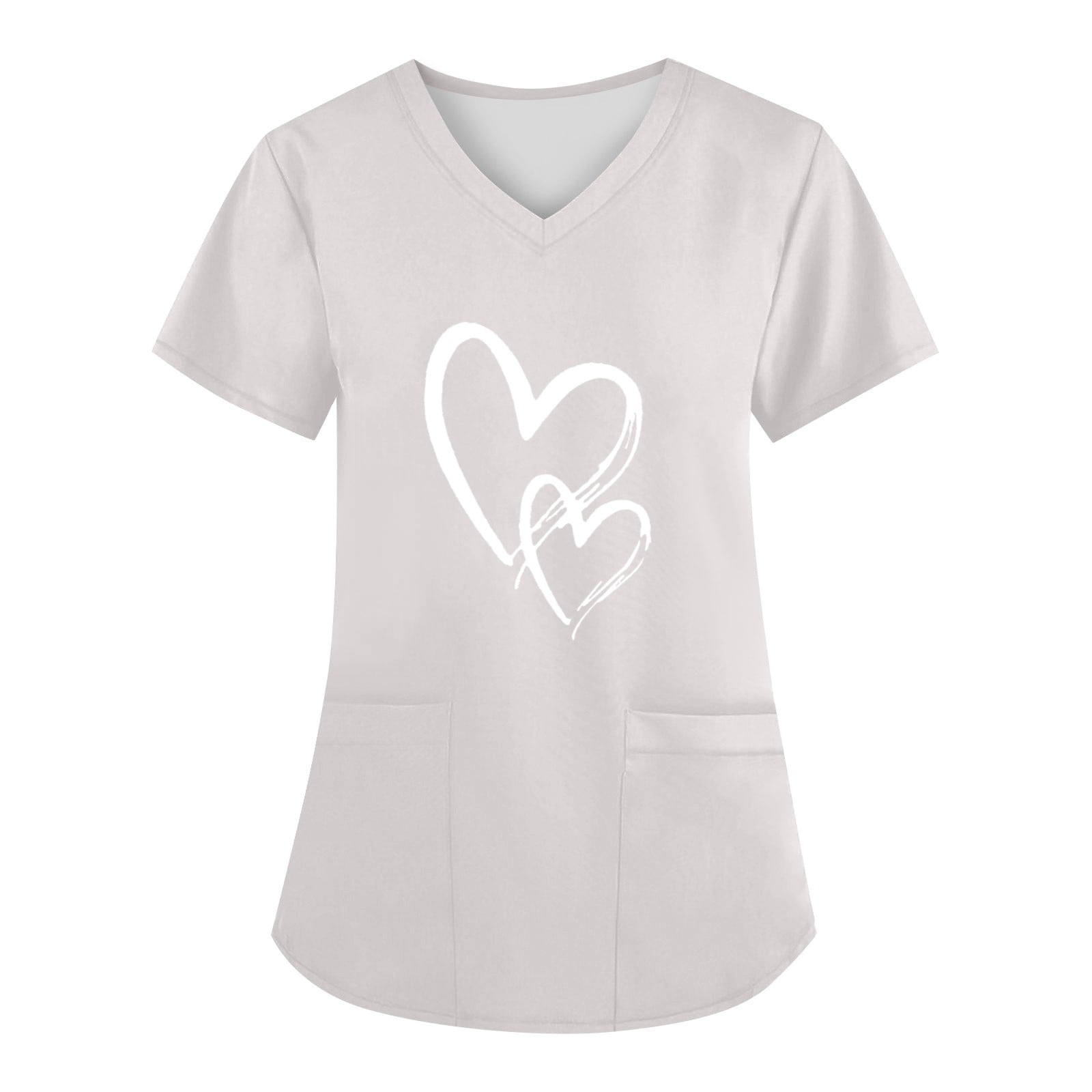 ADSSDQ Plus Size Scrubs for Women Nurse Printed Scrub Tops Women Short ...