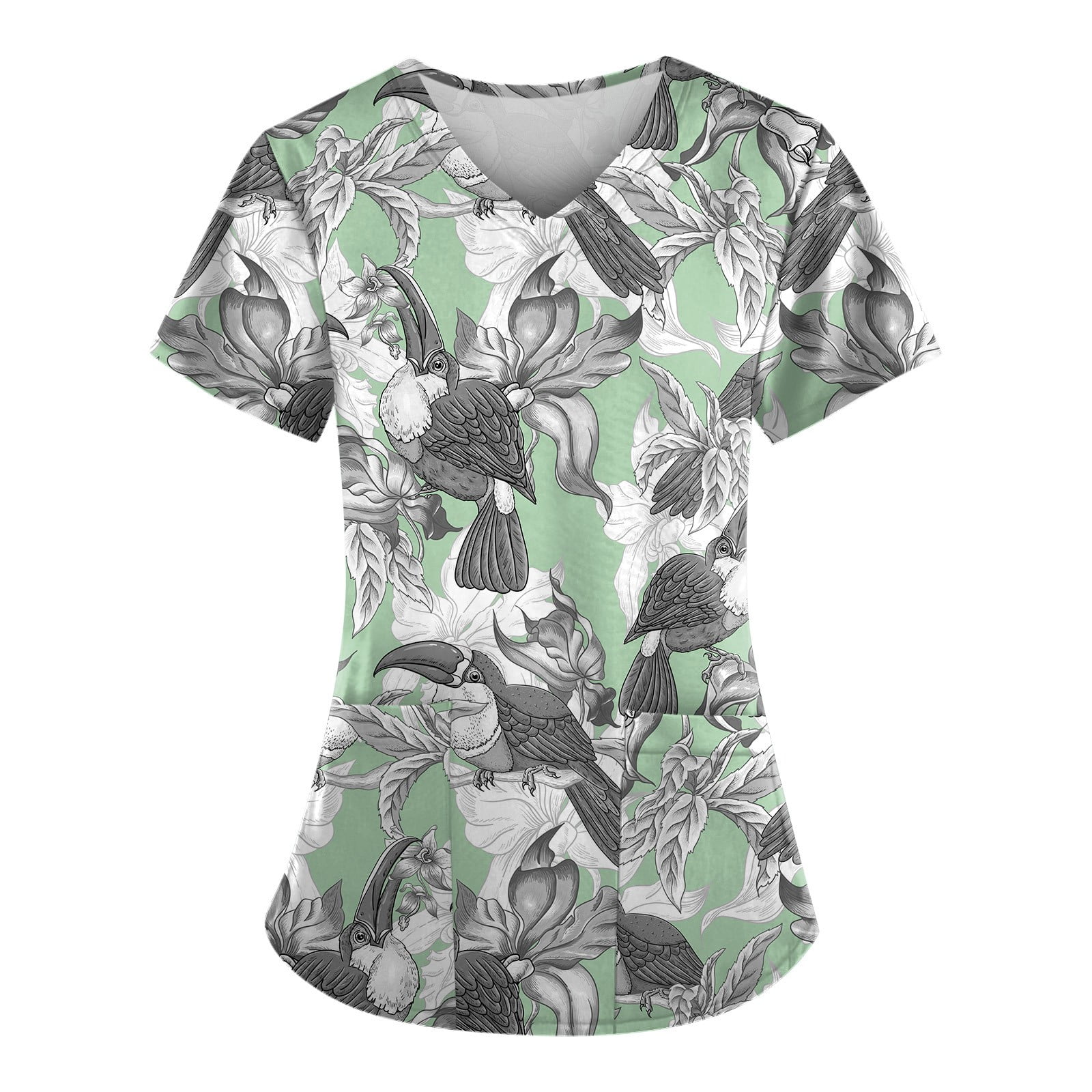 ADSSDQ Plus Size Scrubs for Women,Womens Summer Scrubs Tops Floral ...