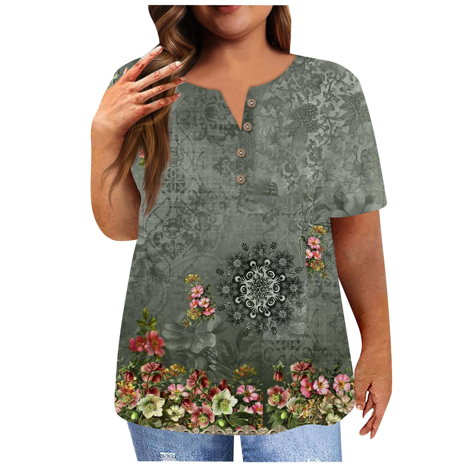 ADSSDQ Plus Size Tunics For Women Casual Summer Sexy Maternity Tops ...