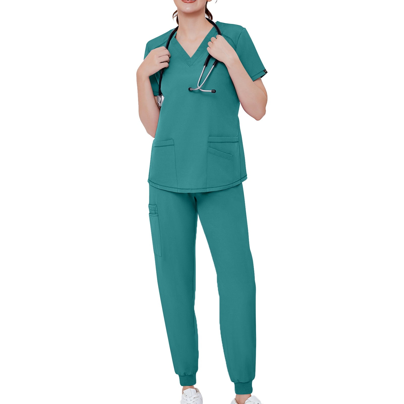 ADSSDQ Scrub Sets for Woman Plus Size Stretch Medical Nurse Uniforms ...