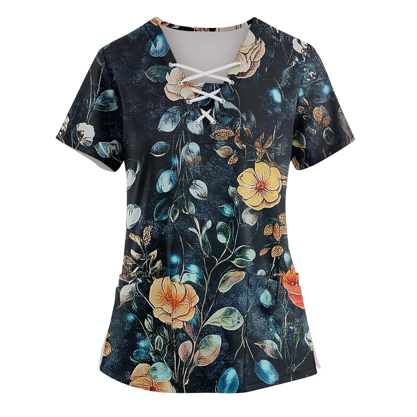 ADSSDQ Scrub Tops for Women Clearance Sale Medical Workwear Criss Cross ...