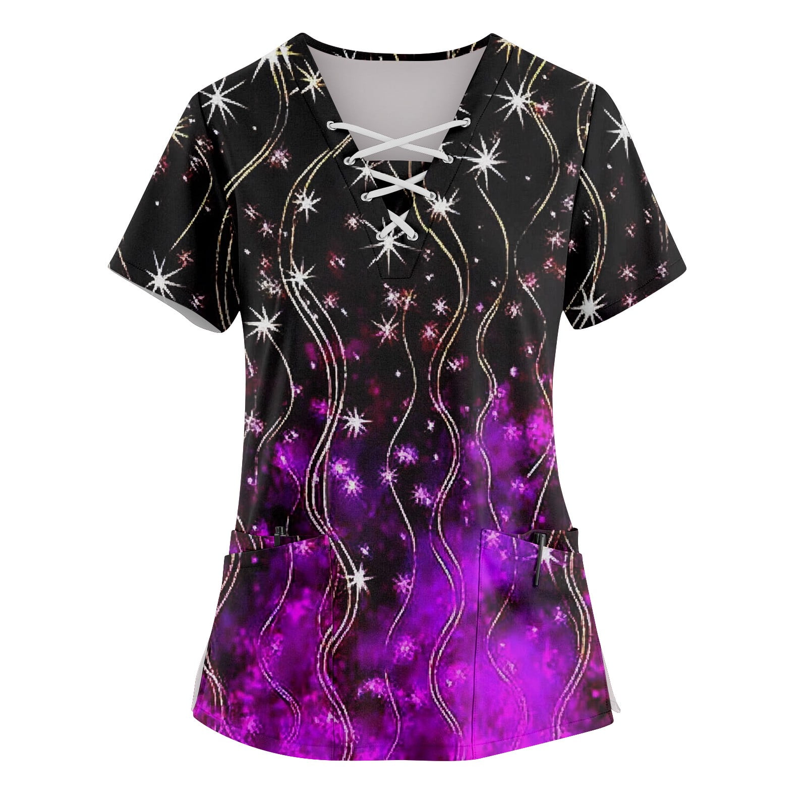 ADSSDQ Scrub Tops Women Cool Breathable Fabric Nurse Working Uniform V ...