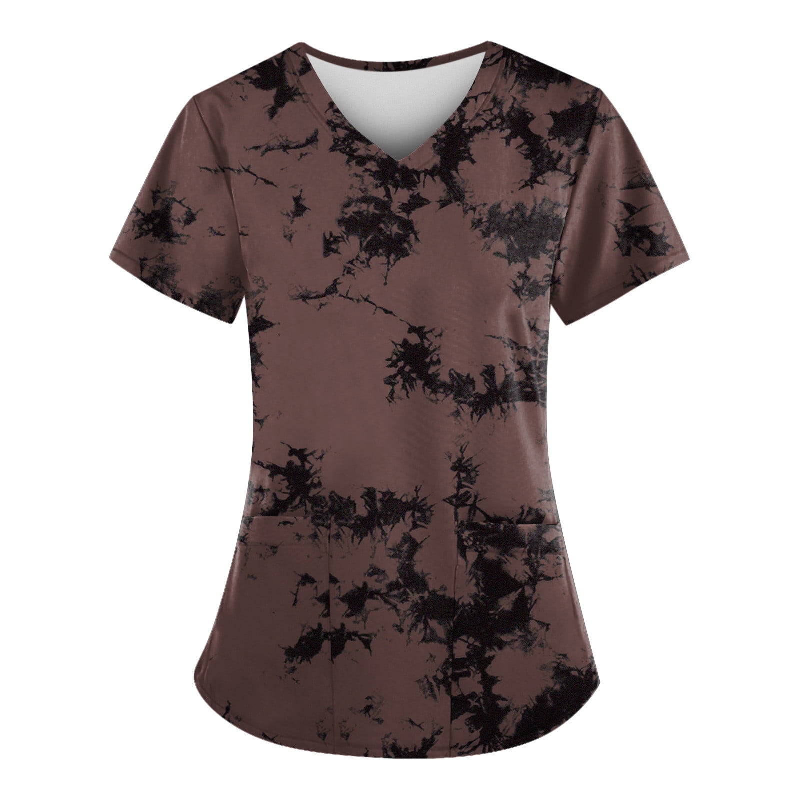 ADSSDQ Scrub Tops for Women Short Sleeve Working Uniform with Pocket ...