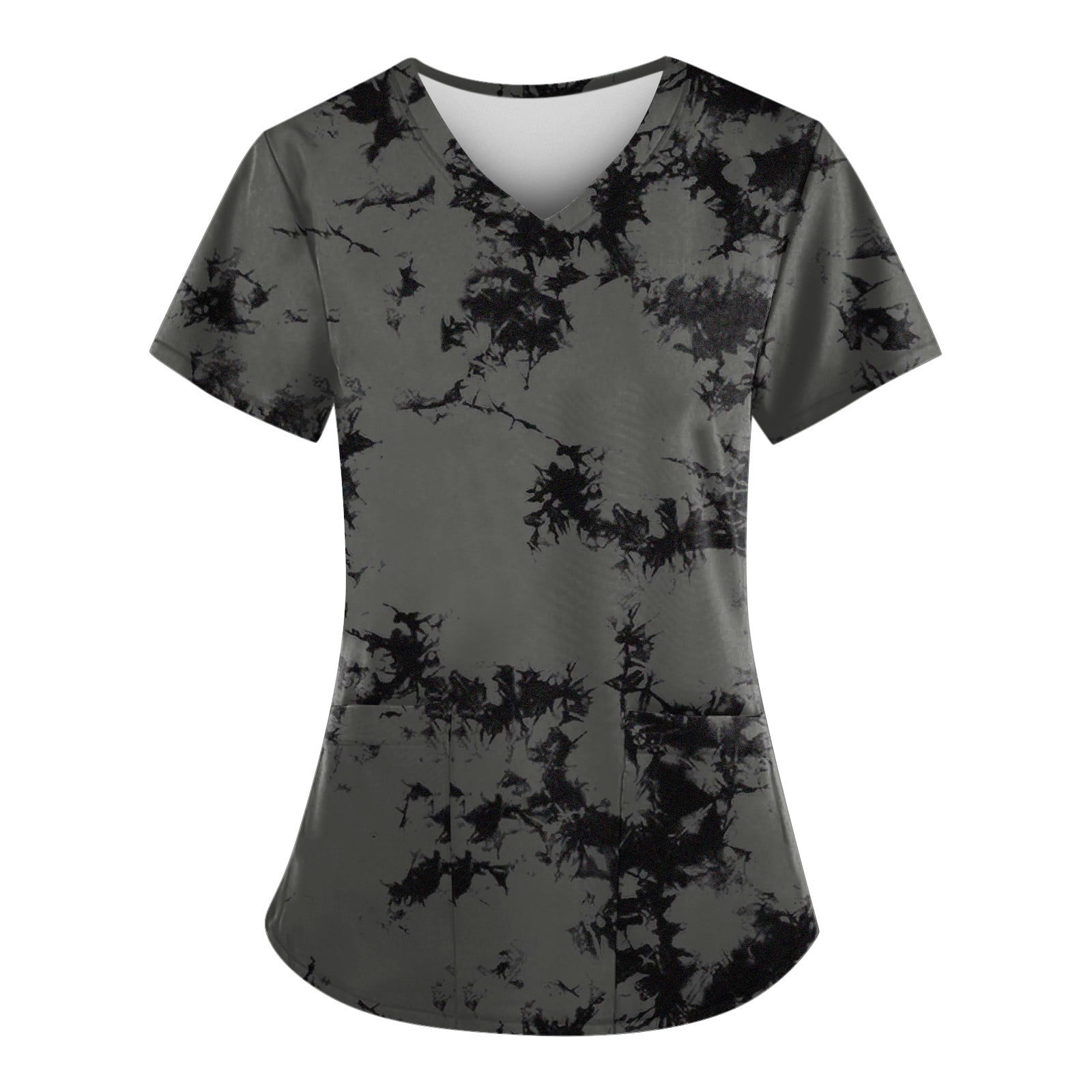 ADSSDQ Scrub Tops for Women Short Sleeve Working Uniform with Pocket ...