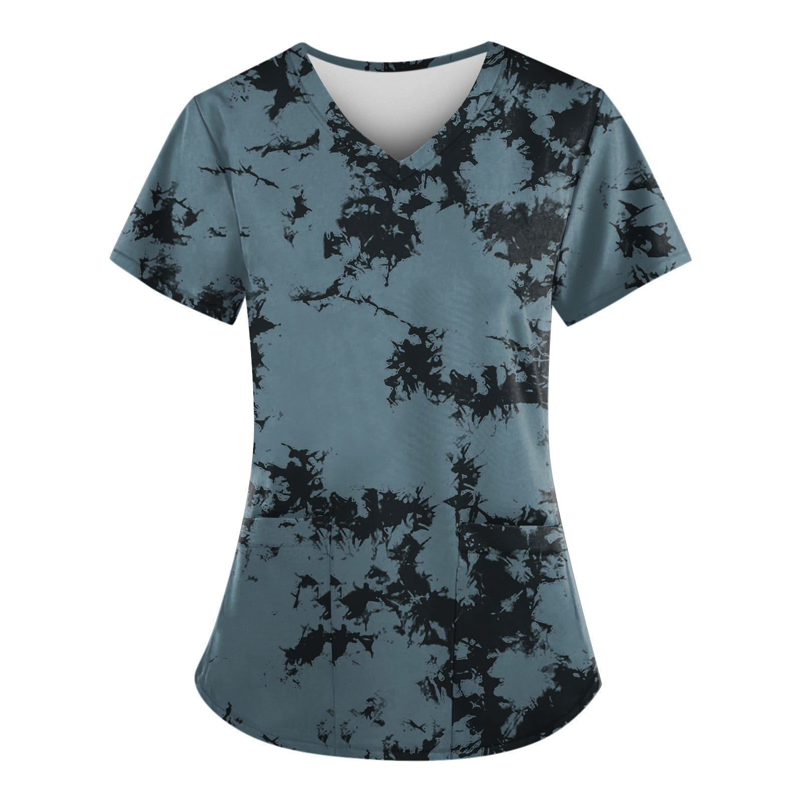 ADSSDQ Scrub Tops for Women Short Sleeve Working Uniform with Pocket ...