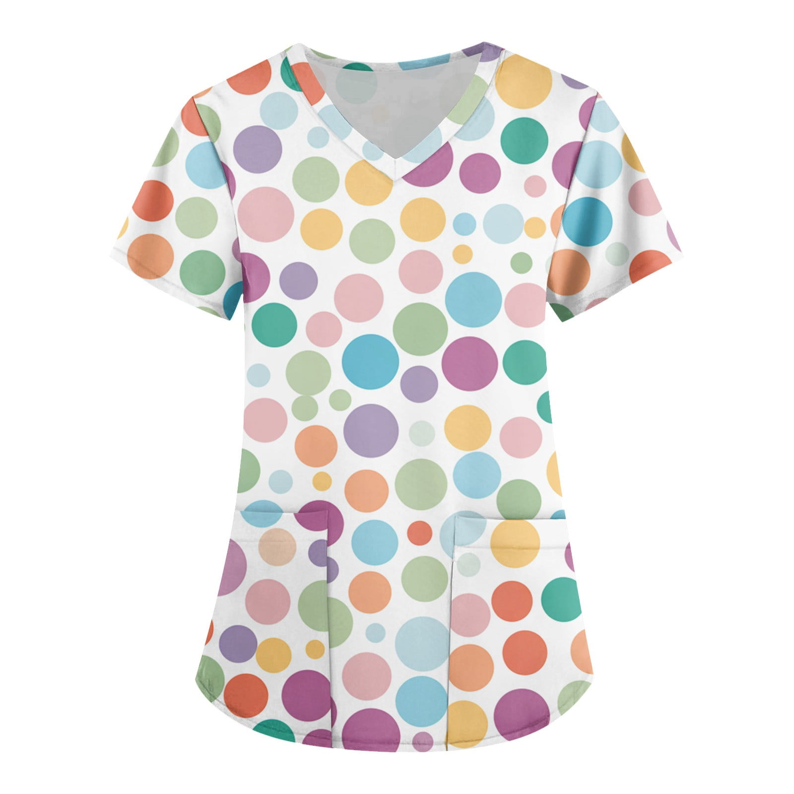 ADSSDQ Scrubs for Women Printed Scrub Tops Fun Nurse Uniform Casual ...