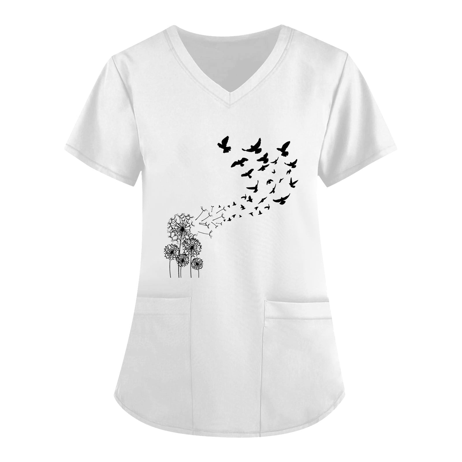 ADSSDQ Scrubs for Women, Soft V-Neck Scrub Tops, Stretchy Medical ...