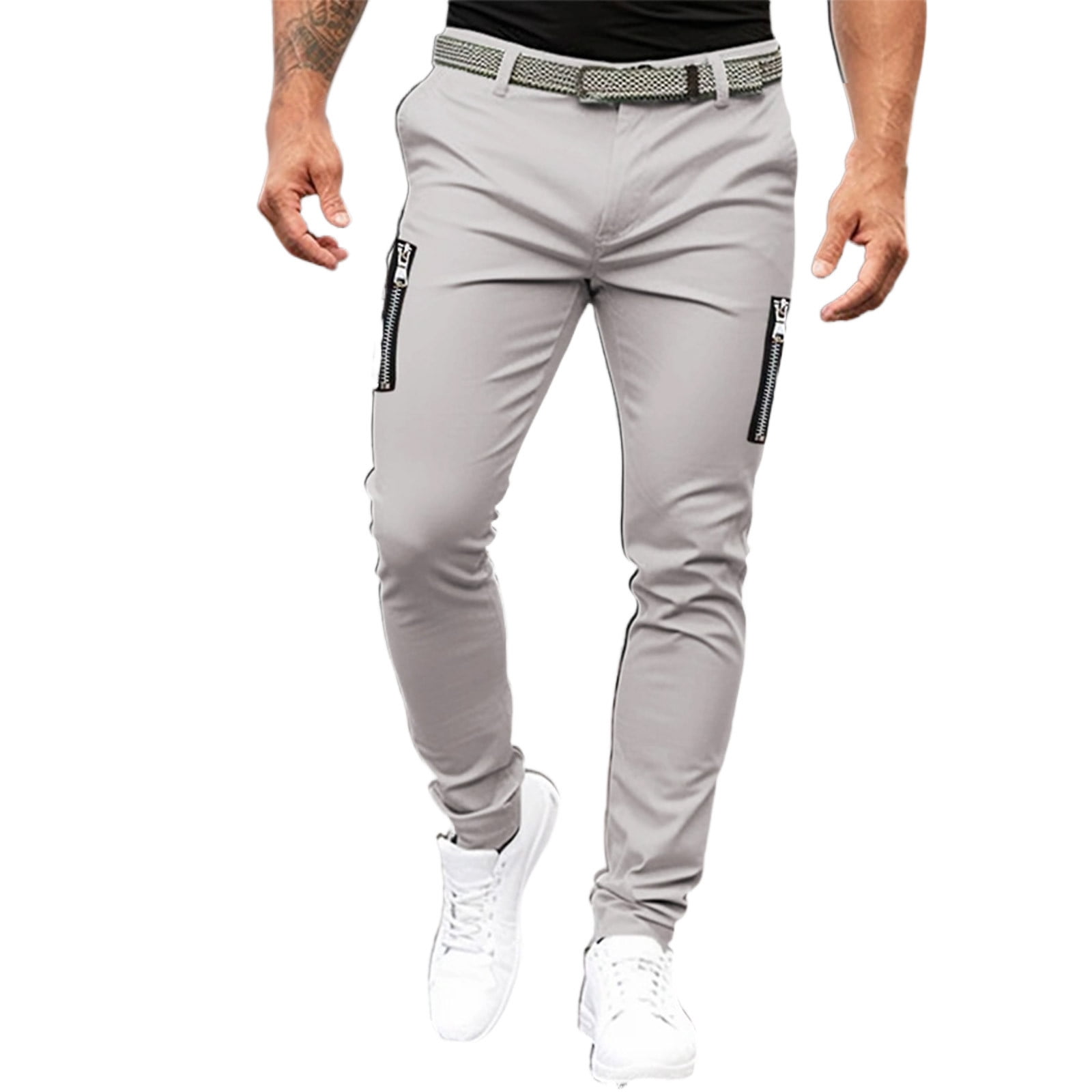 ADSSDQ Slim Fit Stretch Chinos Pants for Men Casual Gym Workout Tapered ...