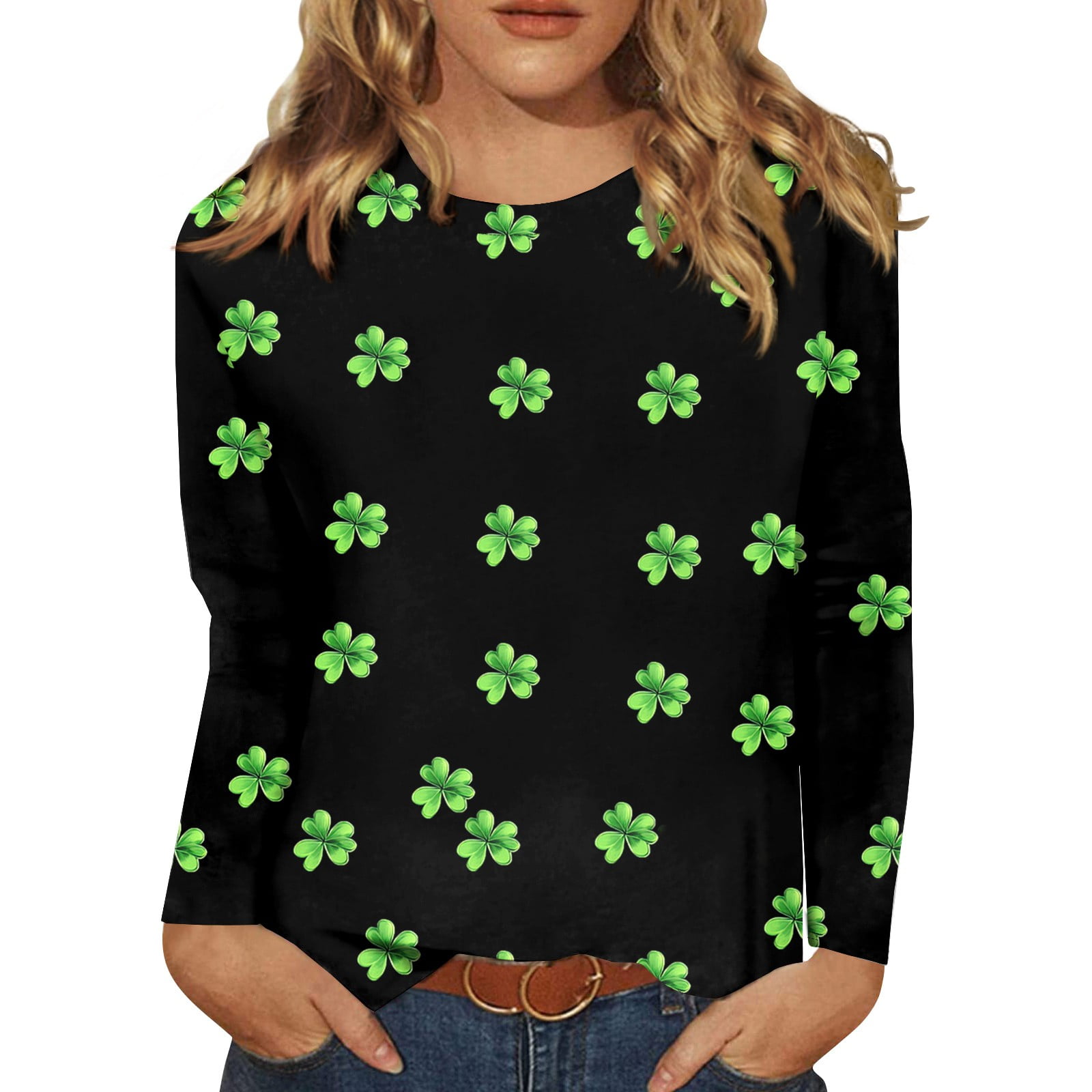 ADSSDQ St. Patricks Day Shirts for Women Crew Neck Plus Size Saint ...