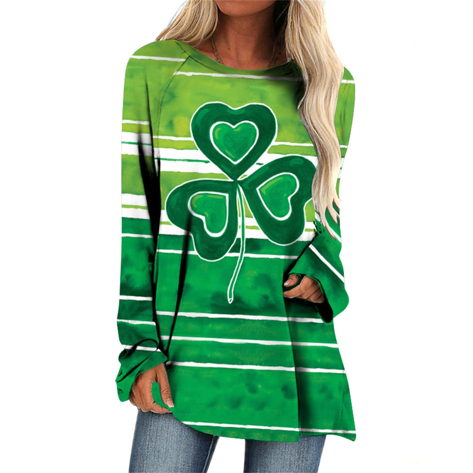 Adssdq St Patricks Day Shirts For Women Round Neck Plus Size Saint