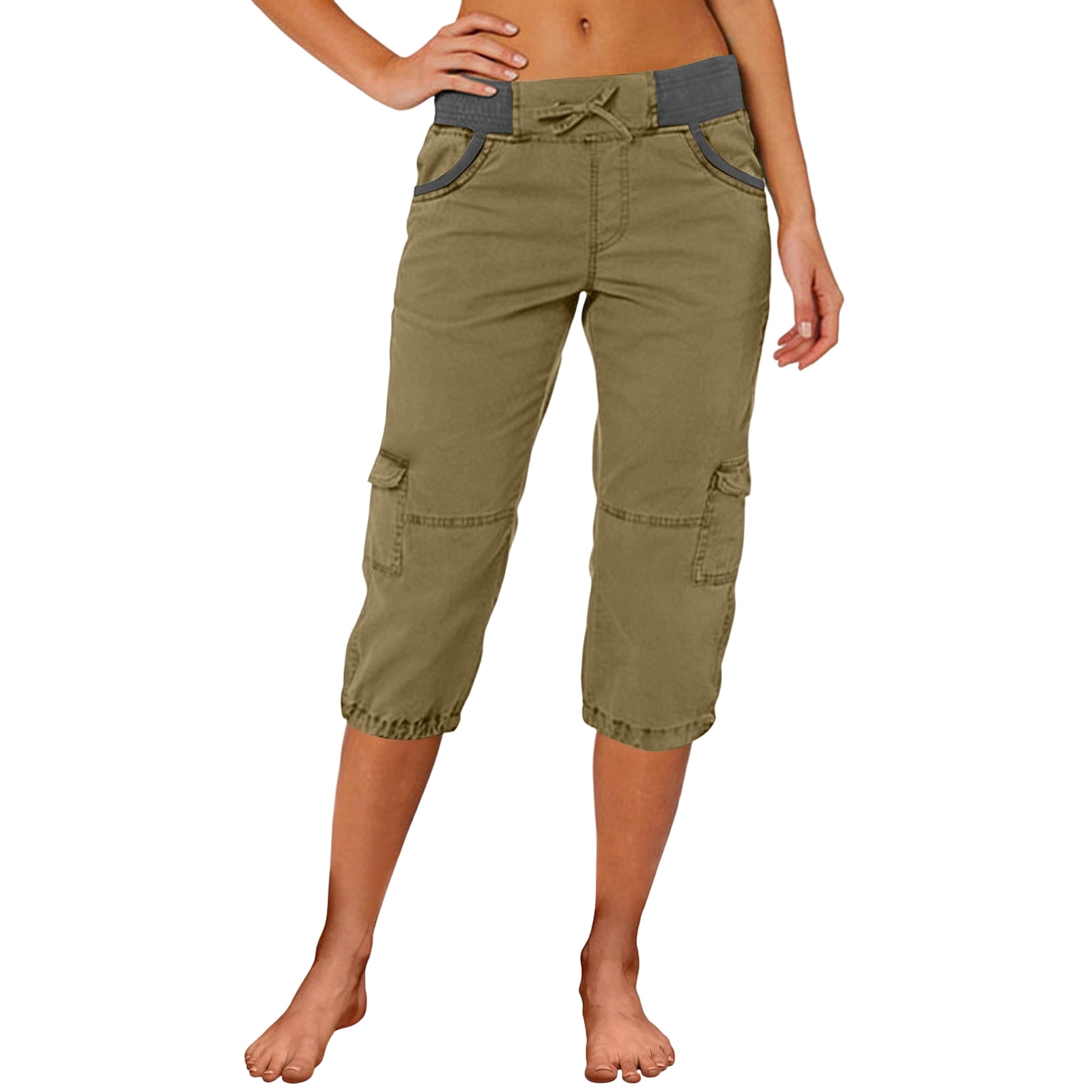 ADSSDQ Straight Leg High Waist Capri Pants for Womens Drawstring ...