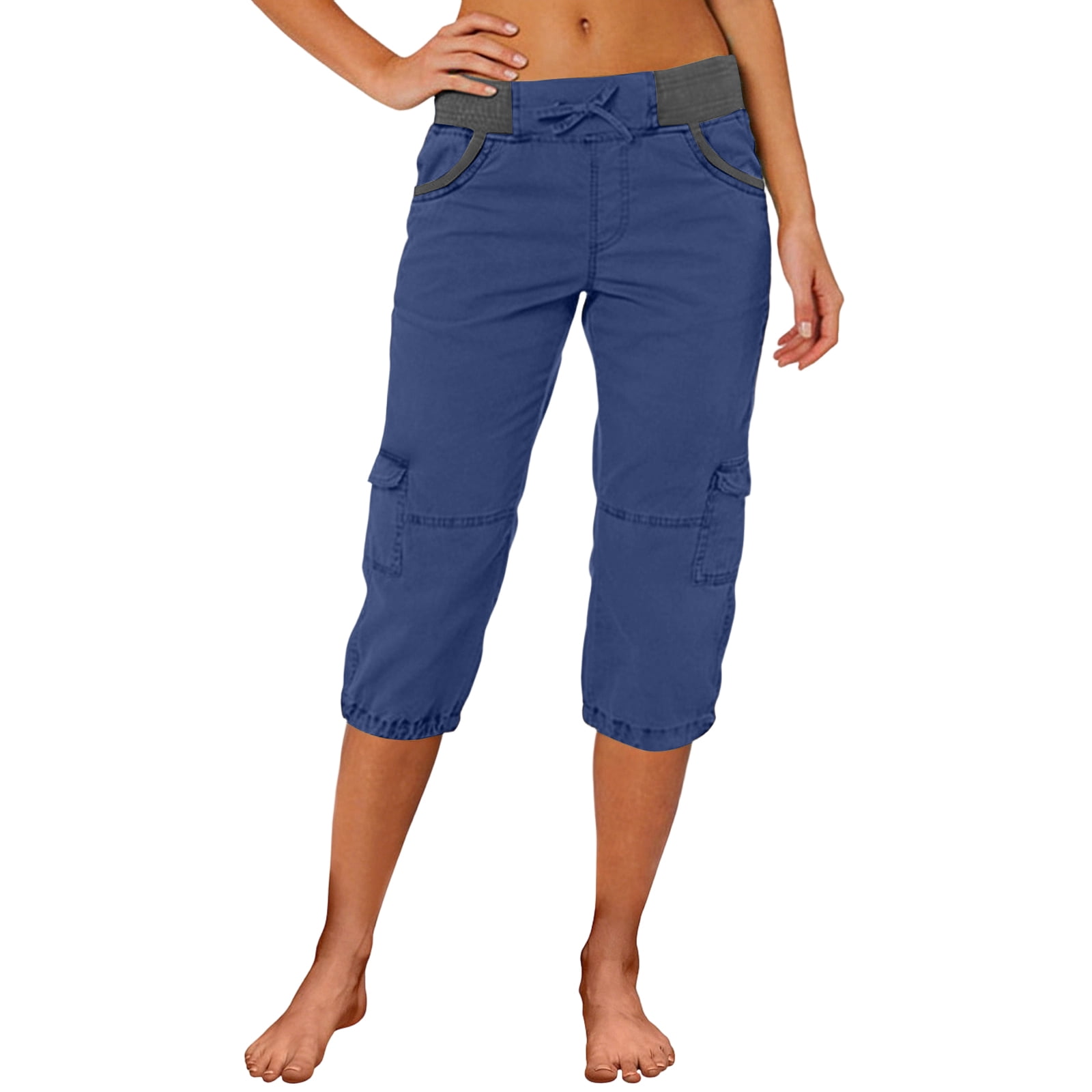 ADSSDQ Straight Leg High Waist Capri Pants for Womens Drawstring ...