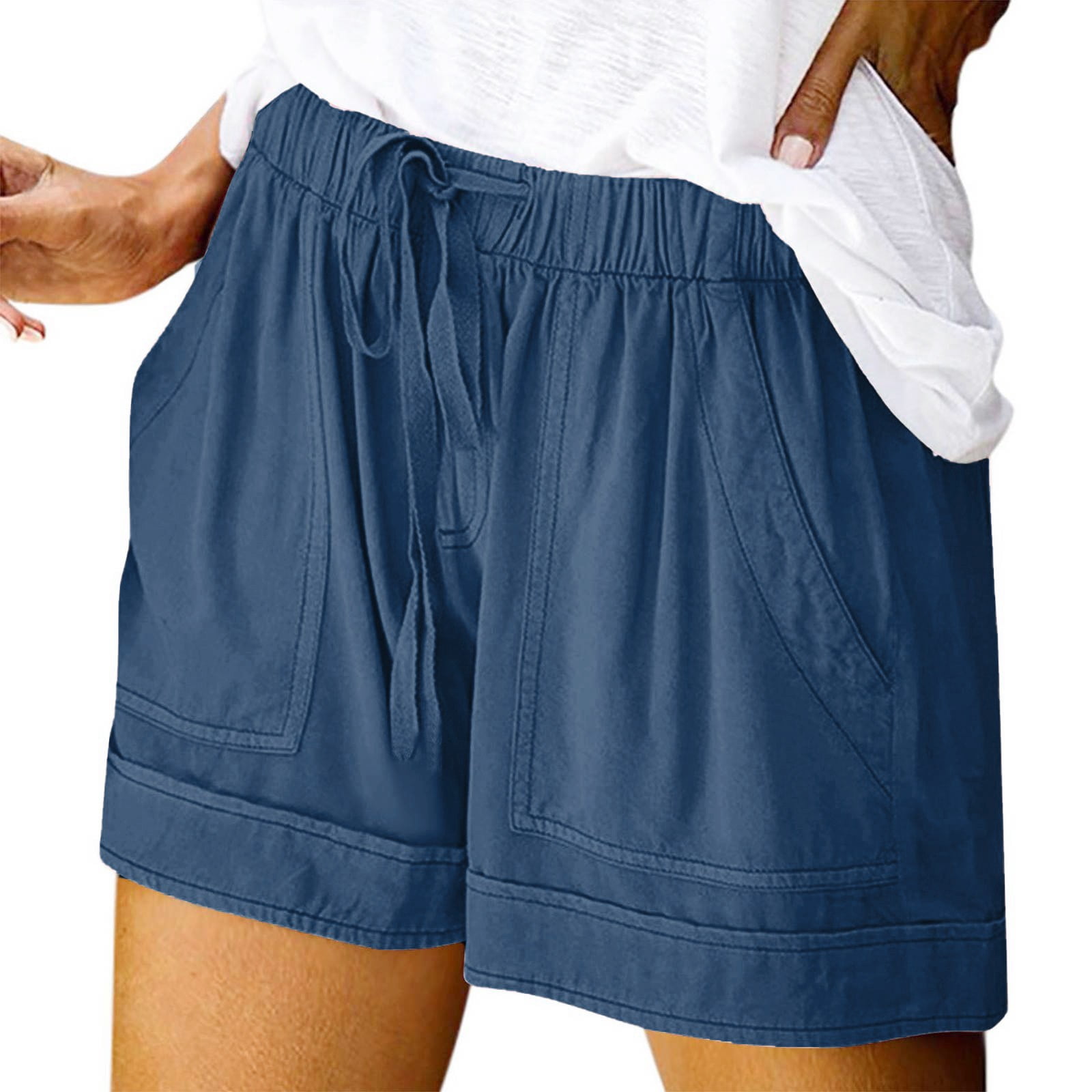 ADSSDQ Summer Short for Women Trendy High Waisted Cotton Linen Casual ...