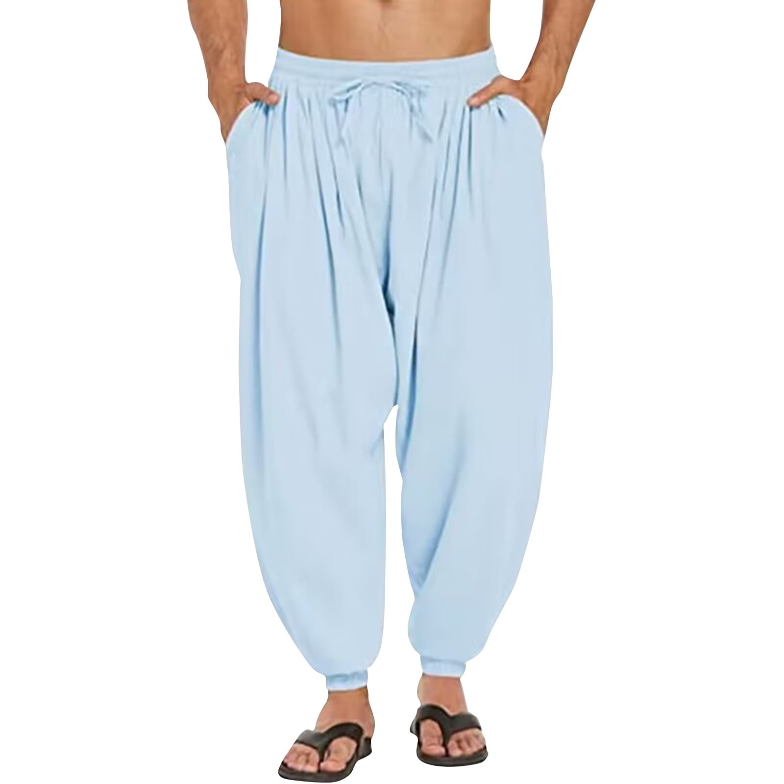 ADSSDQ Wide Leg Elastic Waist Mens Lounge Pants Flowy Yoga Pants Baggy ...