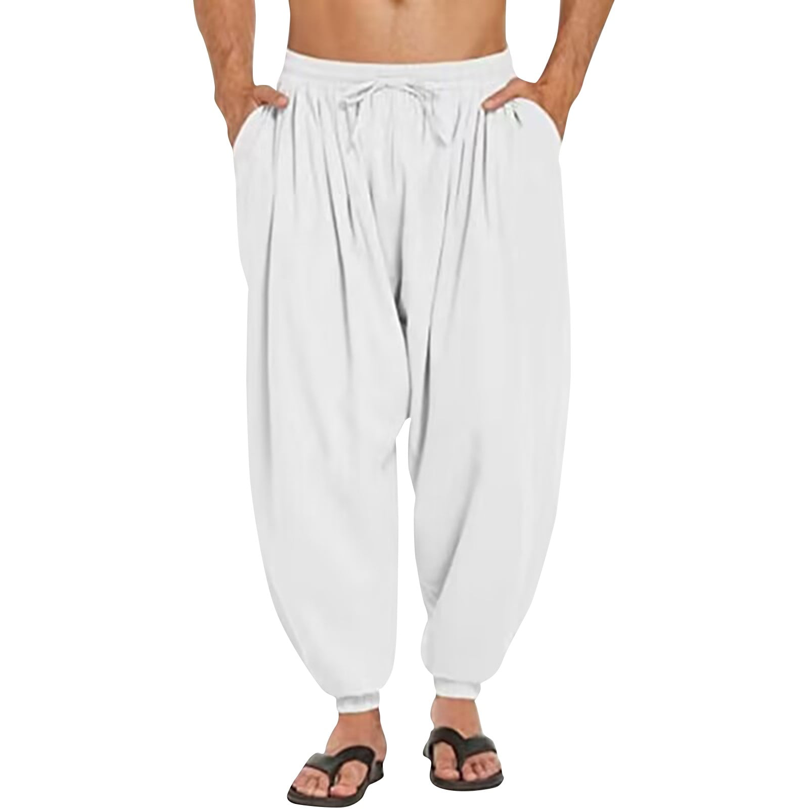 ADSSDQ Wide Leg Elastic Waist Mens Lounge Pants Flowy Yoga Pants Baggy ...