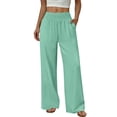 ADSSDQ Wide Leg Pants Woman Casual Fashion High Waist Smocked Trousers ...