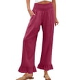 ADSSDQ Woman Fashion Ruffle Hem Pants Smocked Elastic High Waist Long ...