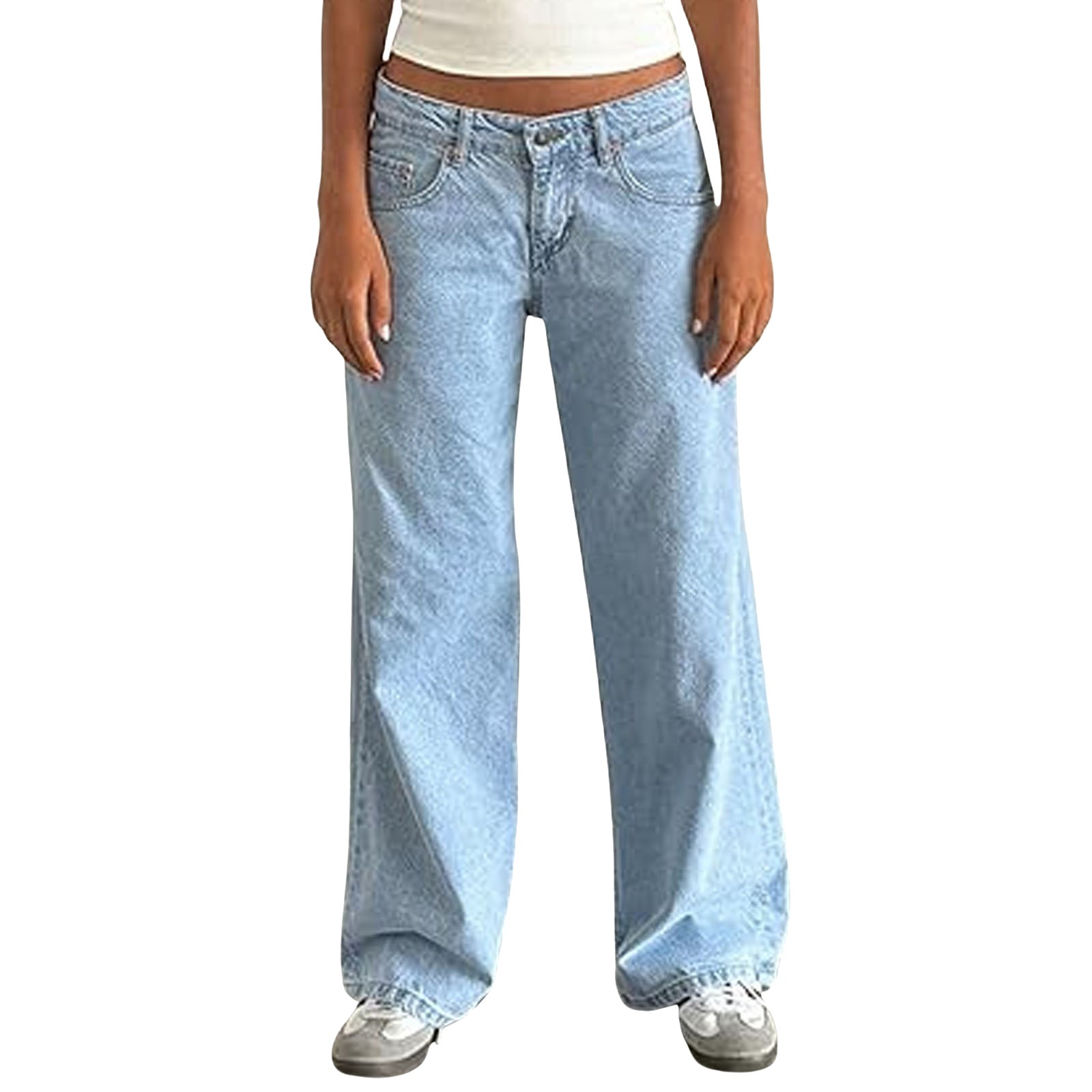 ADSSDQ Women Y2k Low Rise Baggy Jeans Loose Fit Boyfriend Straight Wide ...