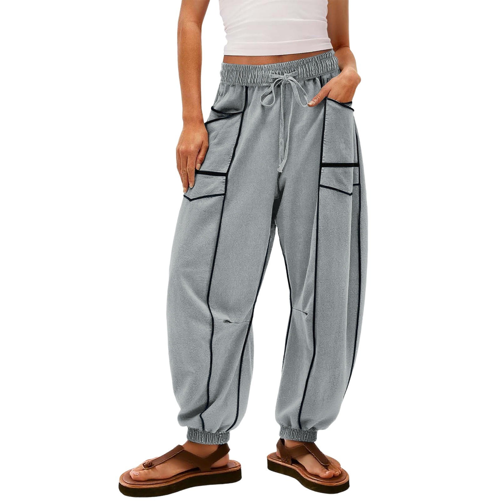 ADSSDQ Womens Barrel Sweatpants High Waisted Wide Leg Sweatpants ...