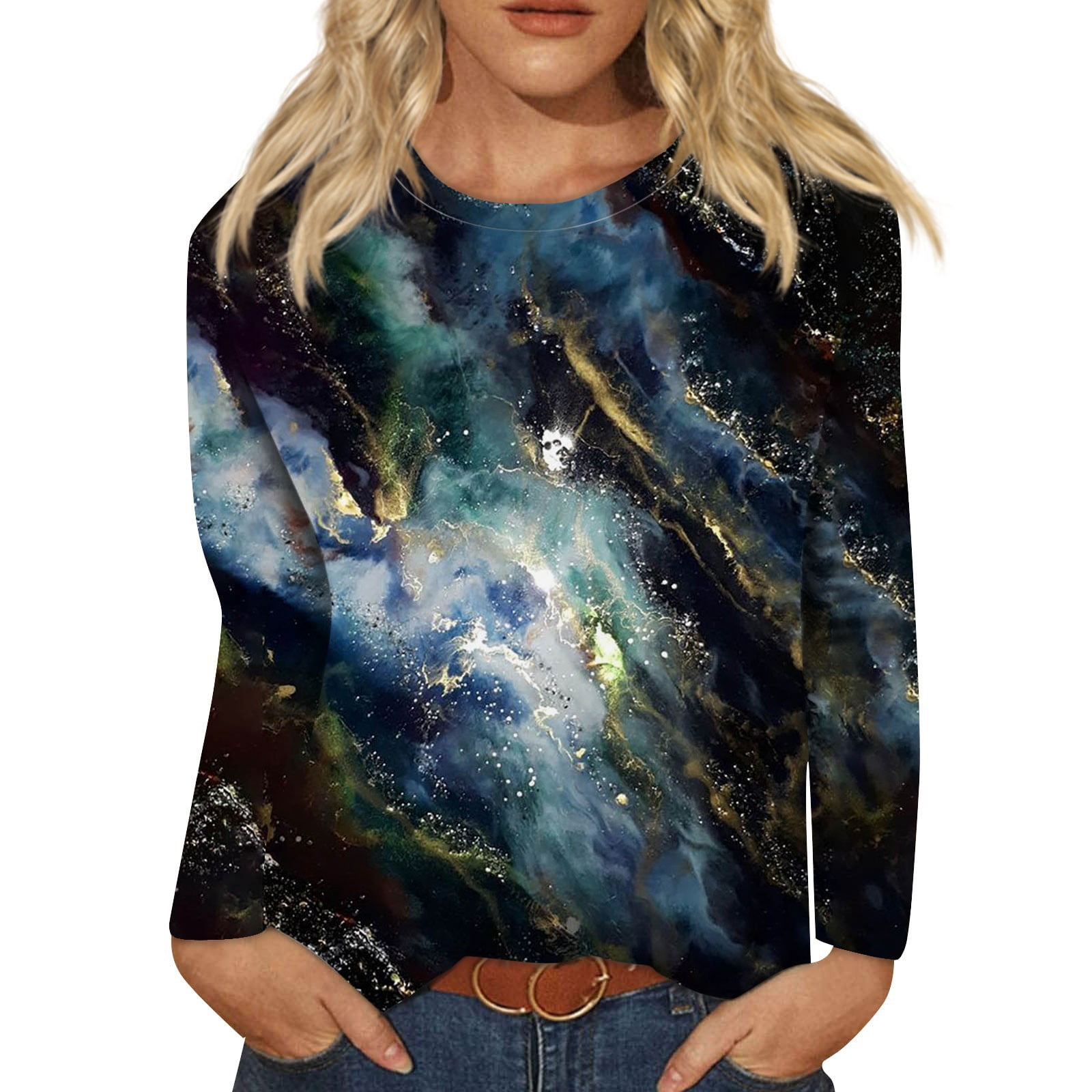 ADSSDQ Womens Long Sleeve Tops 2024 Fall Dressy Casual T-Shirt Plus ...